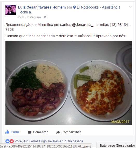 Menu at Dona Rosa Marmitex restaurant, Santos