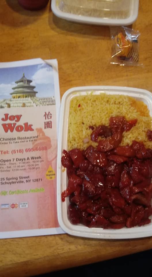 Menu at Joy Wok restaurant, Schuylerville