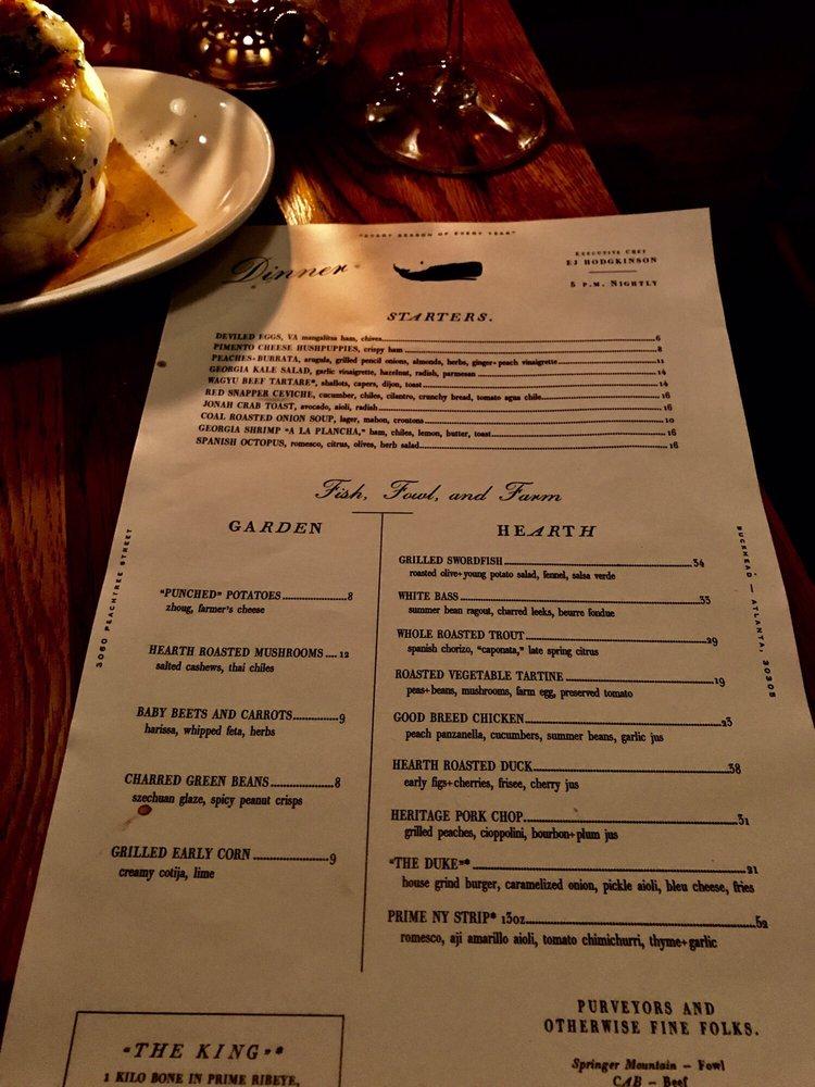 Menu at King + Duke restaurant, Atlanta, PEACHTREE RD NW at