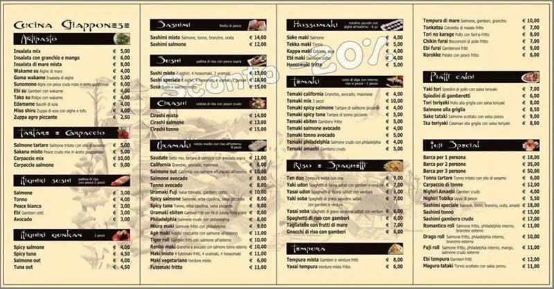 Menu da Monte Fuji ristorante, Forli