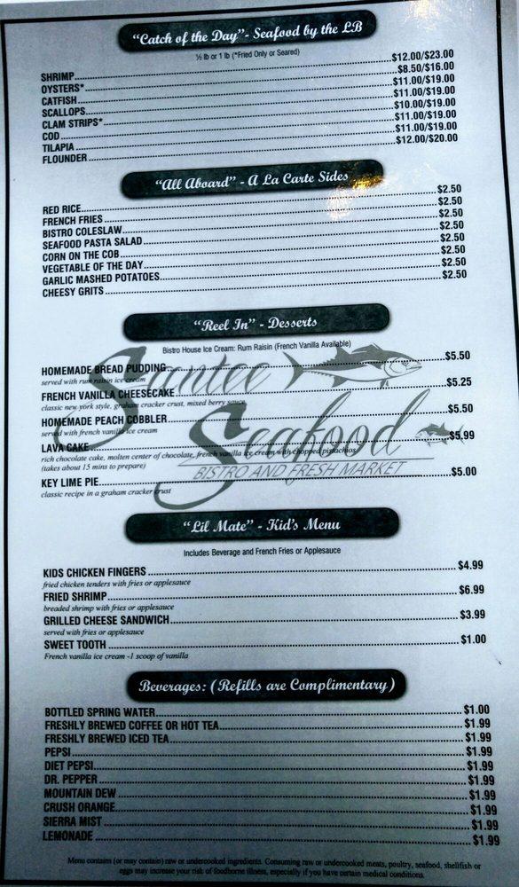 Menu at Santee Seafood Bistro pub & bar, Santee, 648 Bass Dr