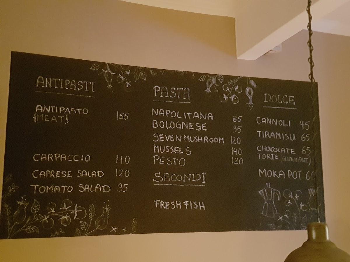 Menu at Scarpetta restaurant, Cape Town