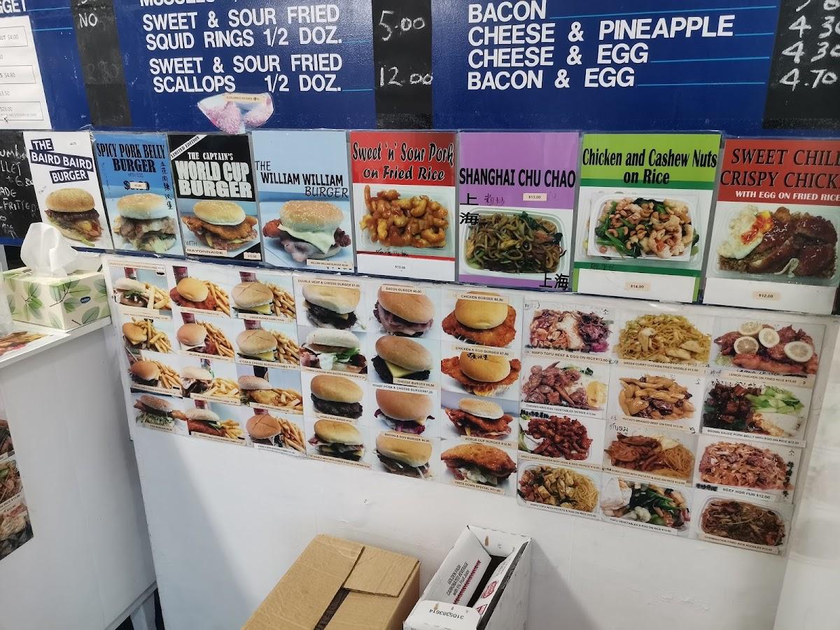 Menu at Captain Ben's restaurant, Christchurch