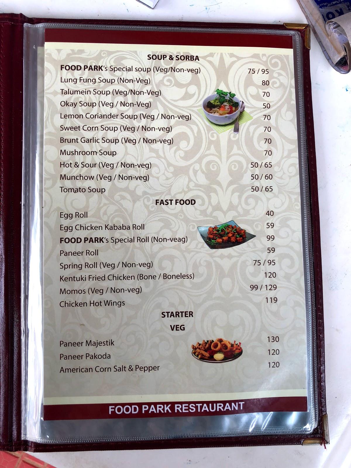 Menu at Food Park, Bhubaneswar, Atala Rd
