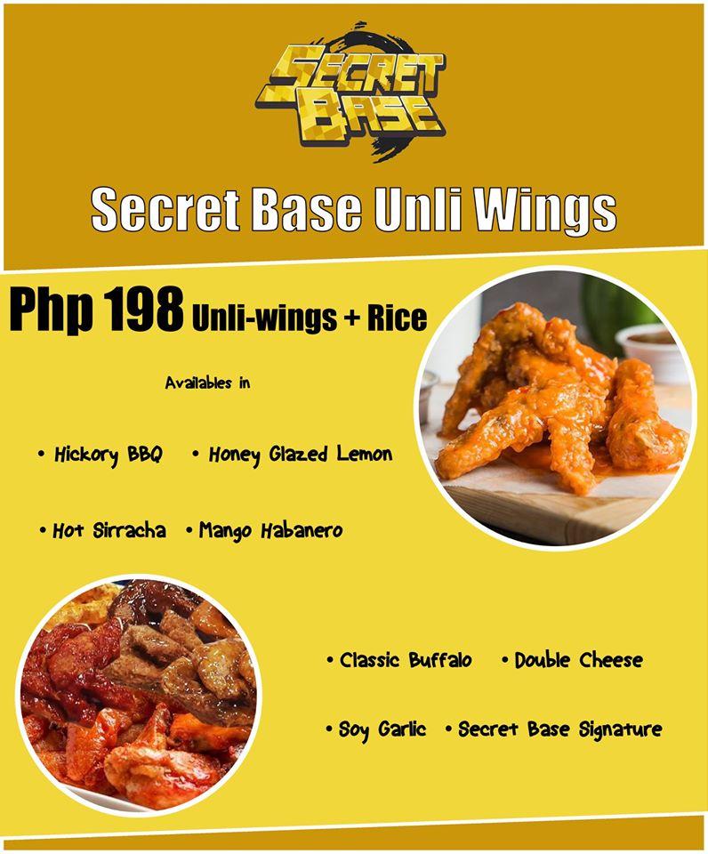 Menu at Secret Base Monumento restaurant, Caloocan