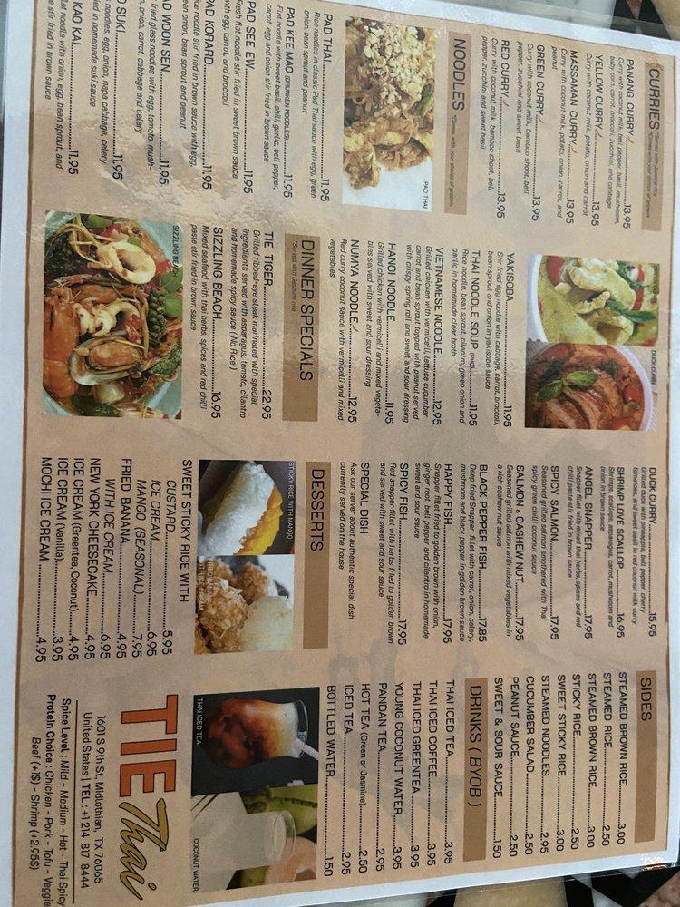 Menu at TIE Thai Restaurant & Pho, Midlothian