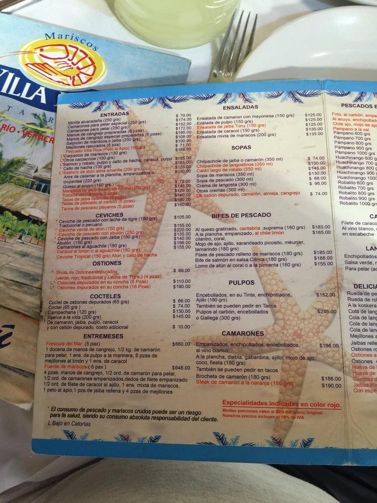 Carta del restaurante Mariscos Villa Rica Mocambo, Boca del Río, Calle ...