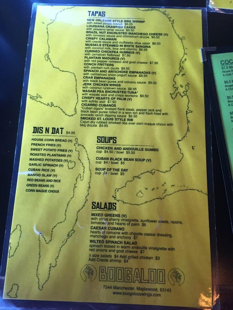 Menu at Boogaloo pub & bar, Maplewood