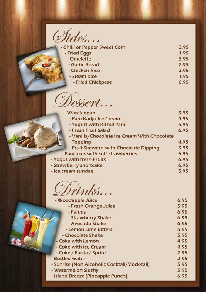 Menu at Ceylon Breeze Restaurant, Alexandra Headland