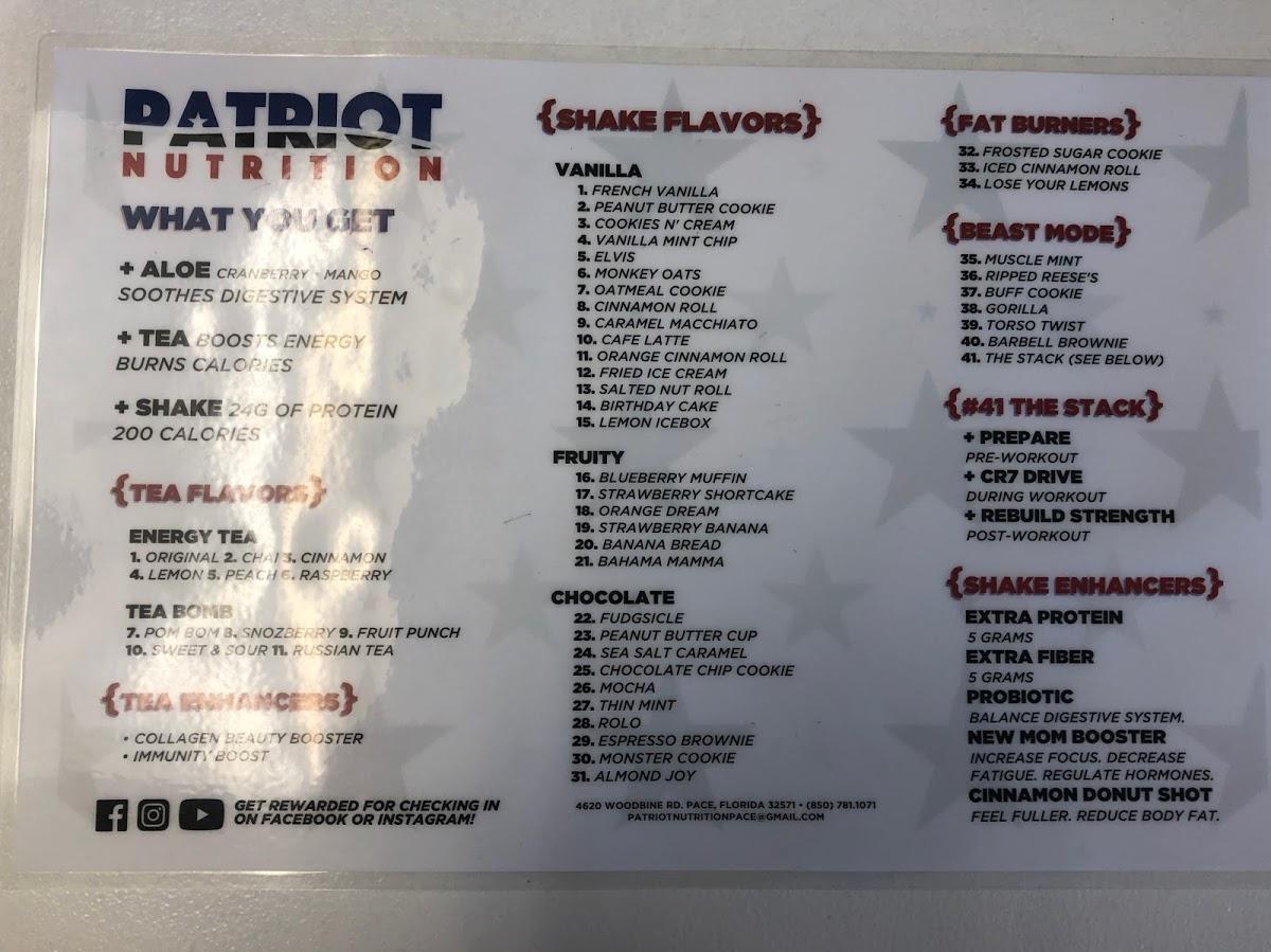 Menu at Herbalife - Patriot Nutrition, Pace