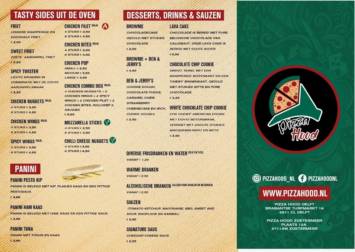 Menu at Pizza Hood, Zoetermeer
