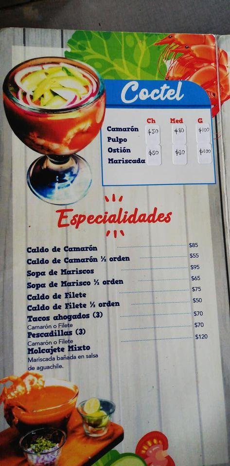 Carta del restaurante El Timón, Uriangato