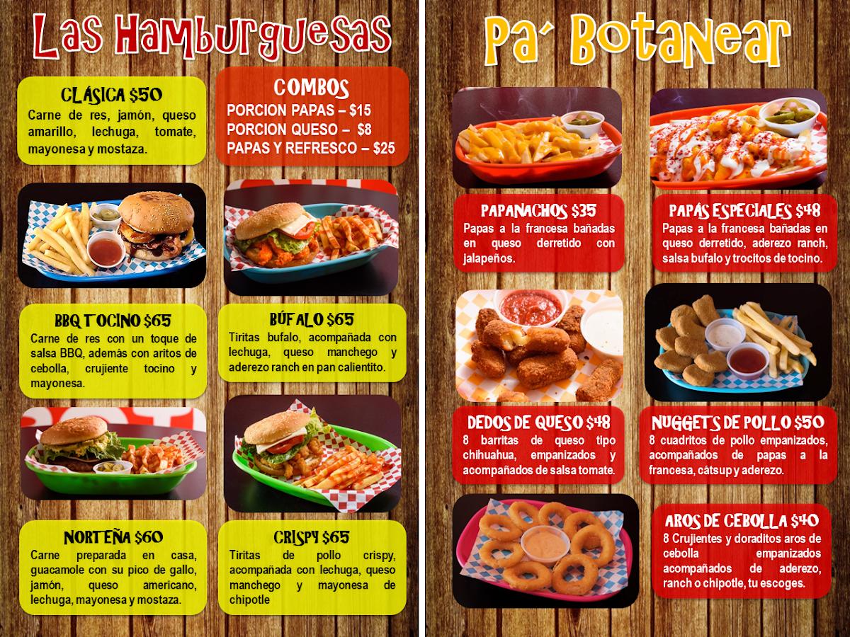 Menu at Spicy Botanas&Hamburguesas restaurant, Ciudad Frontera
