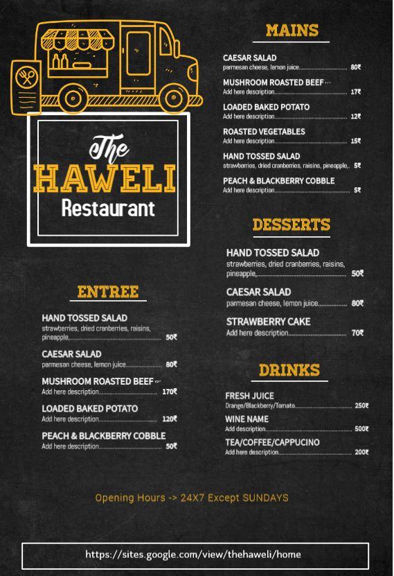 Menu at The Haweli Restaurant, Bareilly