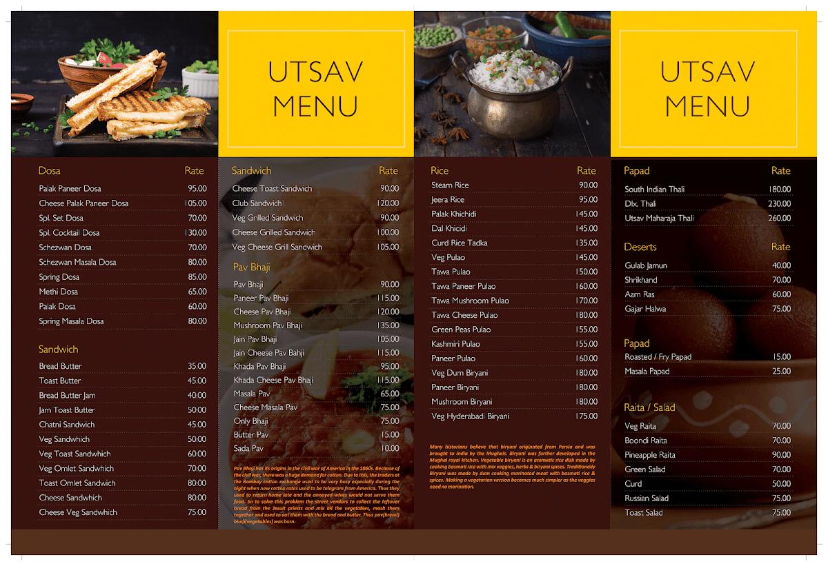 Menu at Utsav Pure Veg Restaurant, Mumbai, Shop No. 1