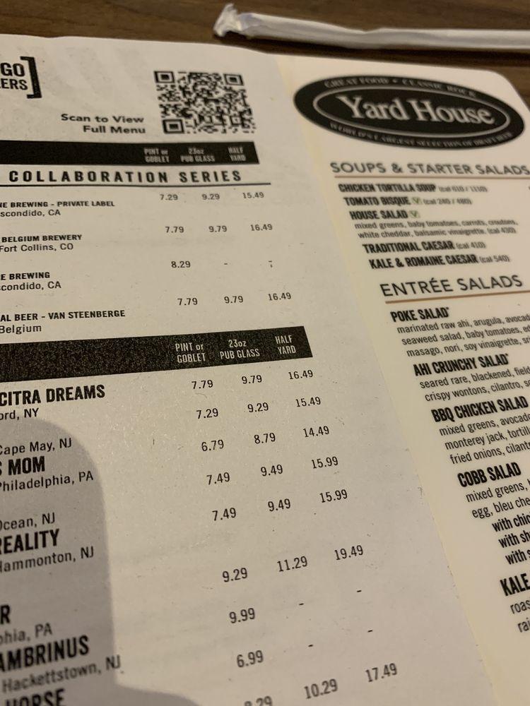 Menu at Yard House pub & bar, Wayne