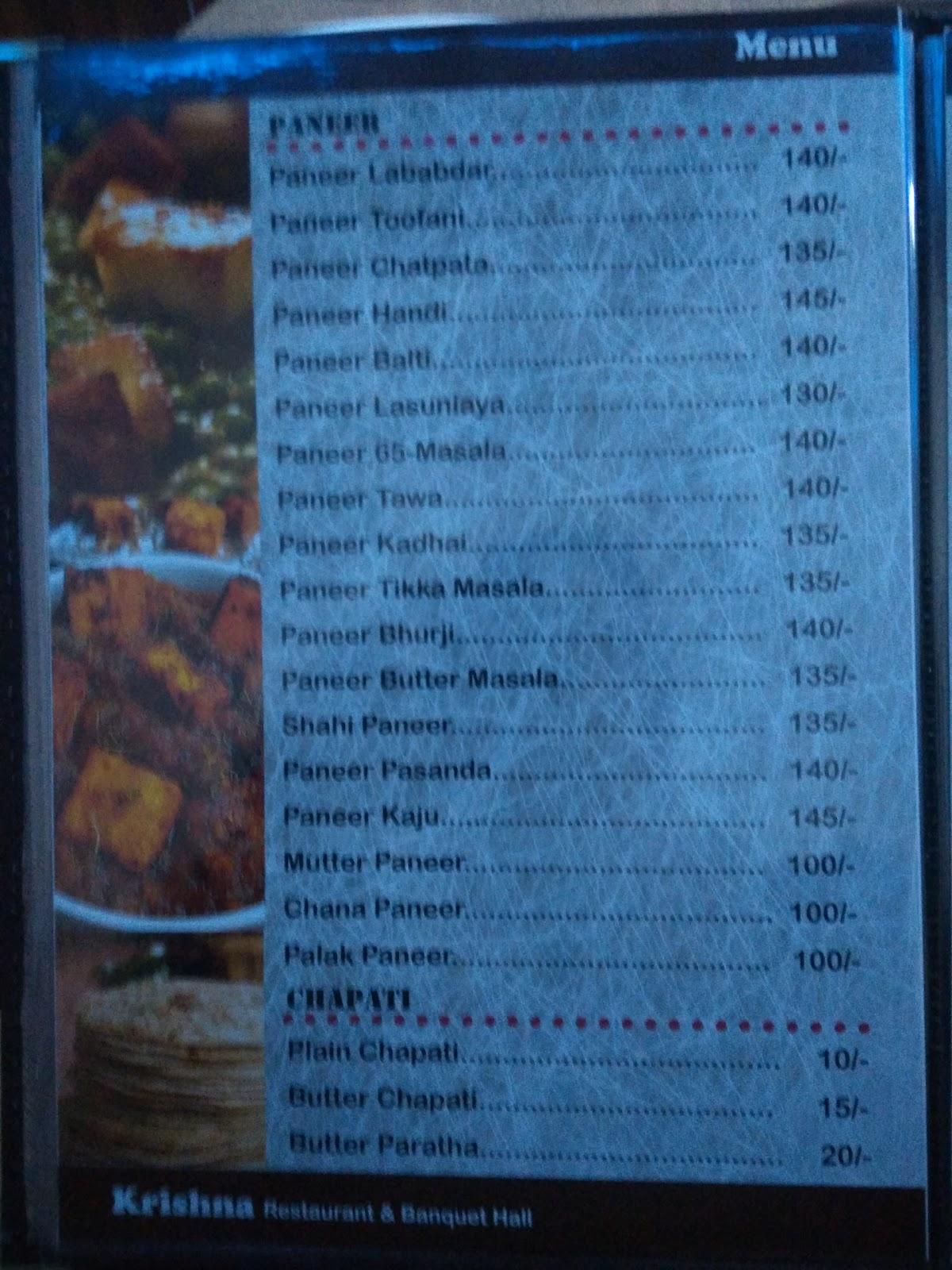 Menu at Krishna Restaurant, Vadodara, 14-16