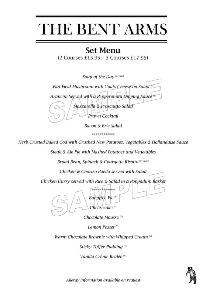 Menu at The Bent Arms pub & bar, Lindfield