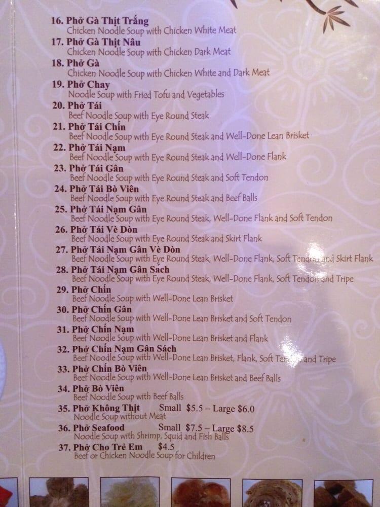 Menu at Pho Oh Yeah restaurant, Houston