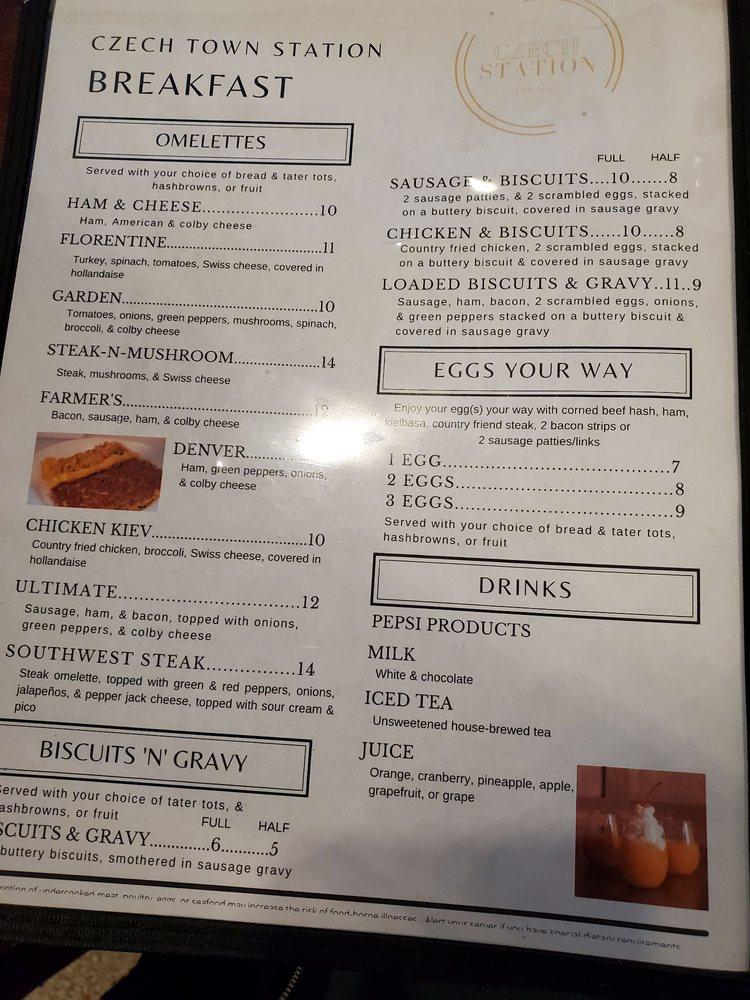 Menu at Czech Town Station pub & bar, Cedar Rapids