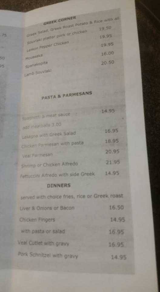 Menu at Georges Restaurant, Elliot Lake