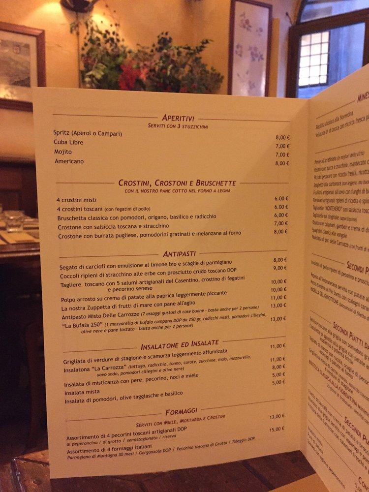 Menu da Ristorante Trattoria Le Antiche Carrozze, Firenze
