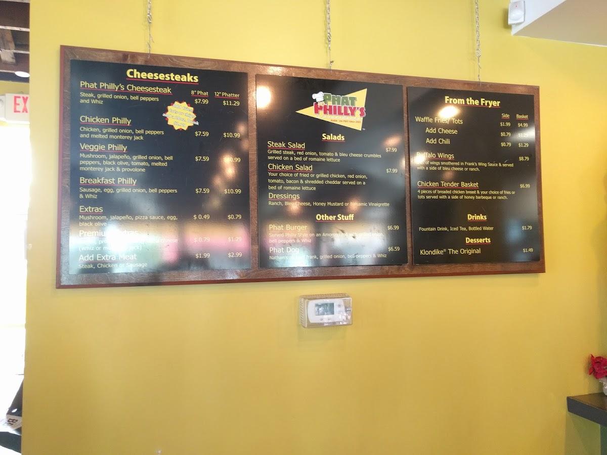 Menu at Phat Philly's Cheesesteaks restaurant, Tulsa