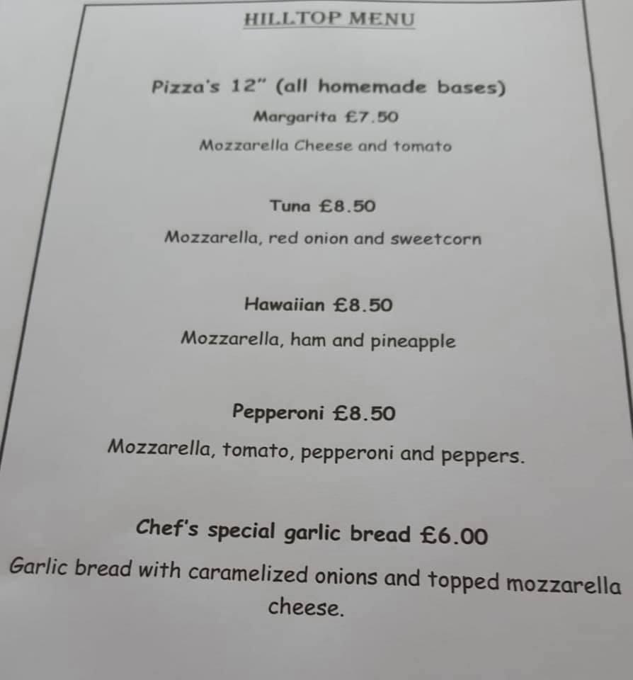 Menu at THE HILLTOP pub & bar, Conisbrough