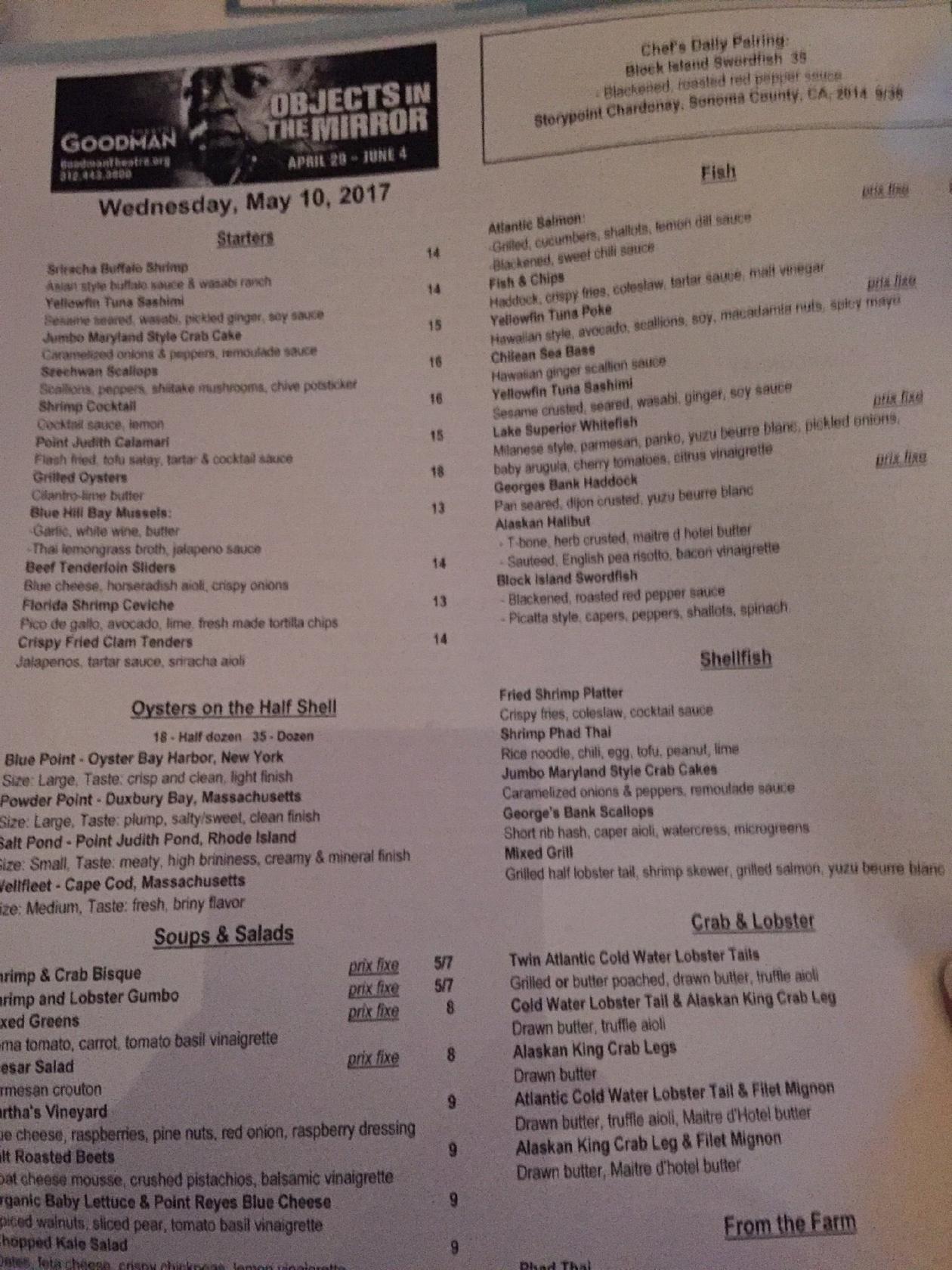 Menu at Catch 35 pub & bar, Chicago