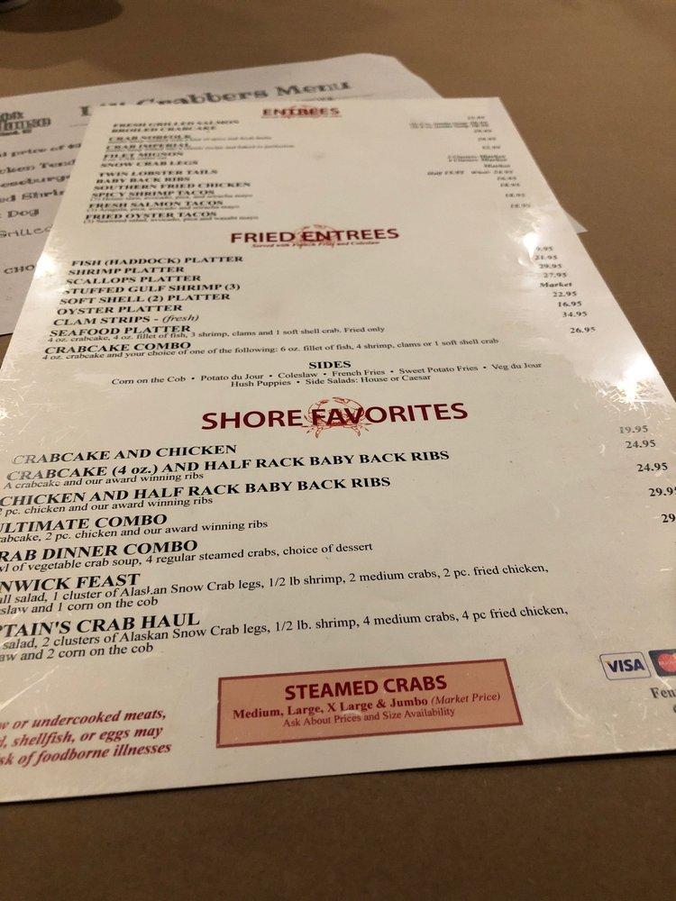 Menu at Fenwick Crab House restaurant, Fenwick Island