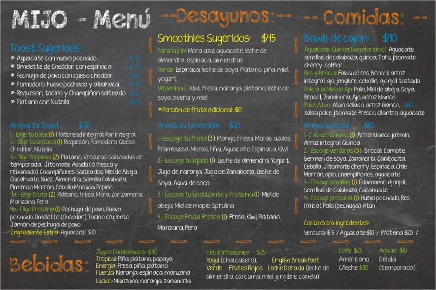 Menu at MIJO Healthy Food Delivery restaurant, Guadalajara