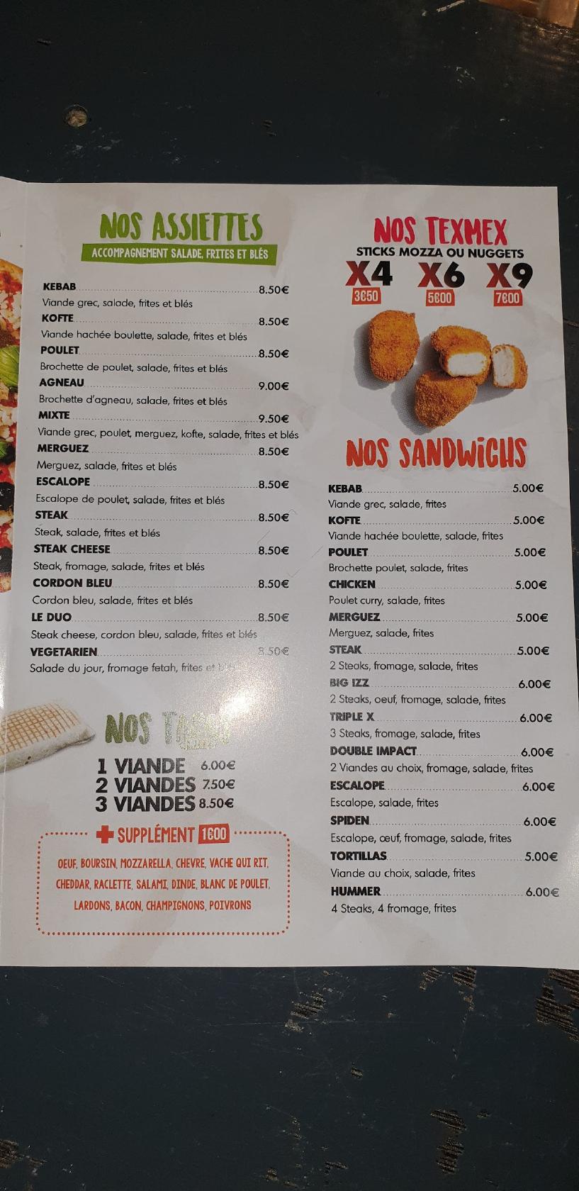 Menu au Les 2 Frères,meatpoint restaurant, Nogent-sur-Seine