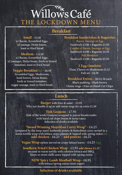 Menu at Willows Cafe, Stevenage, Unit 16 Willows Link