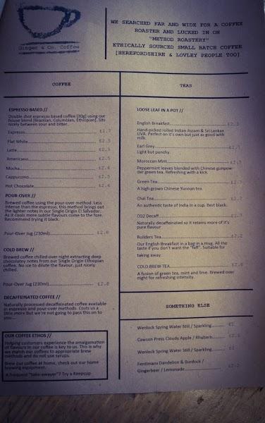 Menu at Ginger & Co. Coffee Shop cafe, Shrewsbury