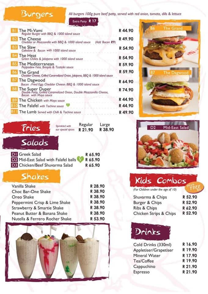 Menu at Mi Vami Shuvarma & Grill - Killarney Mall restaurant, Johannesburg