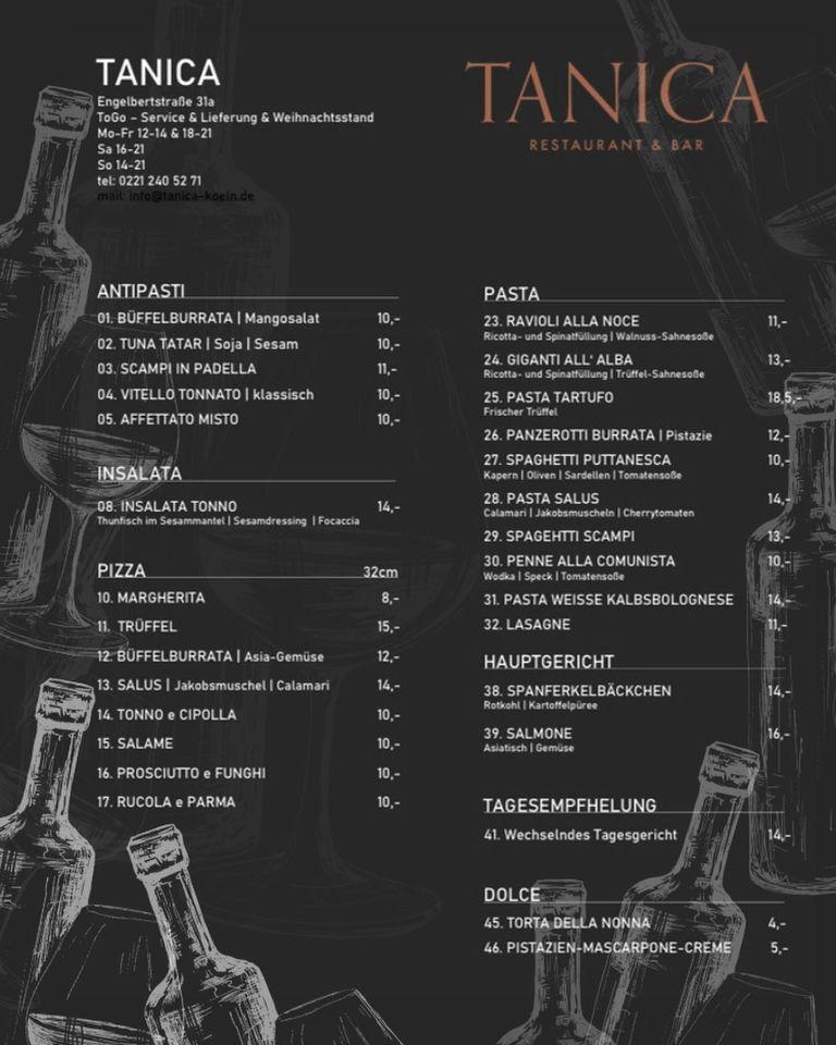 Speisekarte von Tanica pub & Bar, Köln