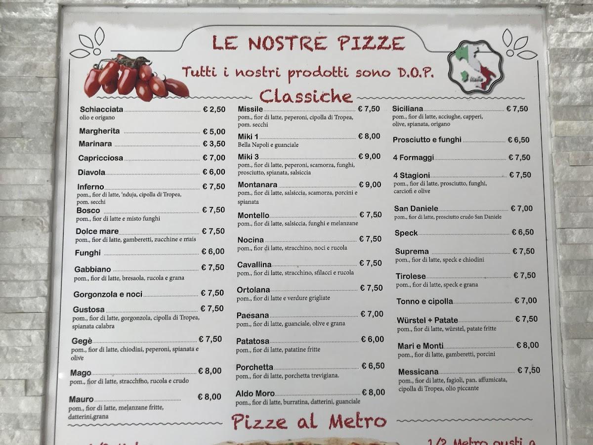 Menu at Miki Pizza Marghera restaurant, Venice