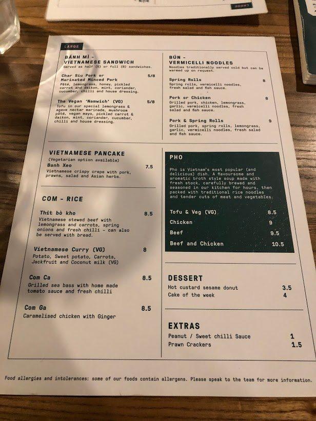 Menu at Nam Manchester pub & bar, Manchester