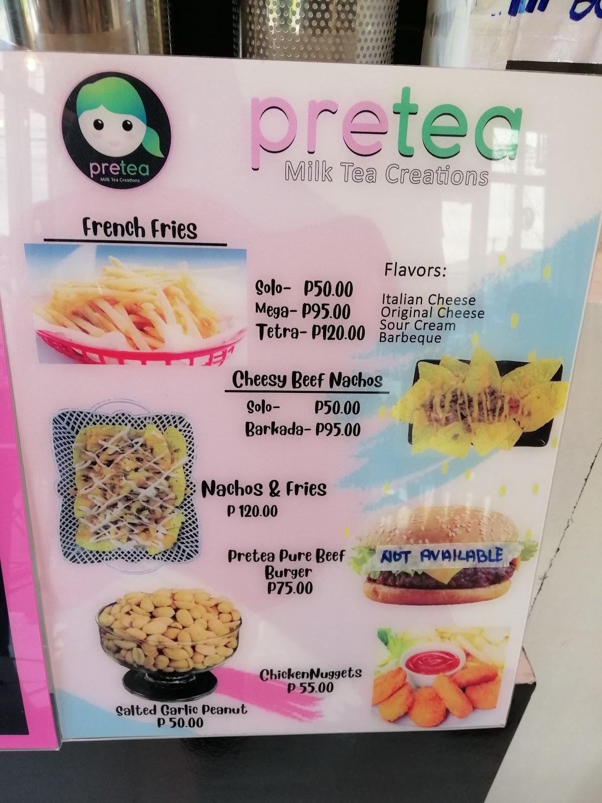 Menu at Pretea Milk Tea Creations cafe, Bayugan City