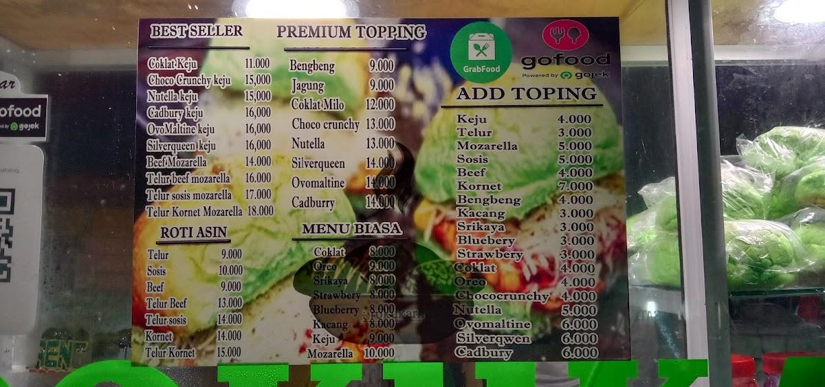 Menu at Roti kukus / bakar "Rokukar Alies" cafe, Central Jakarta