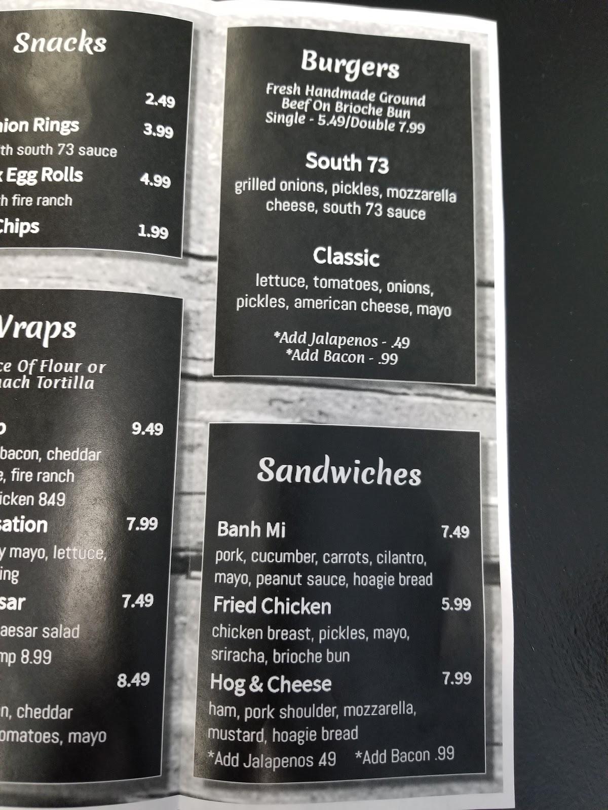 Menu at South 73 Lunchroom restaurant, Geismar, LA-73 g2