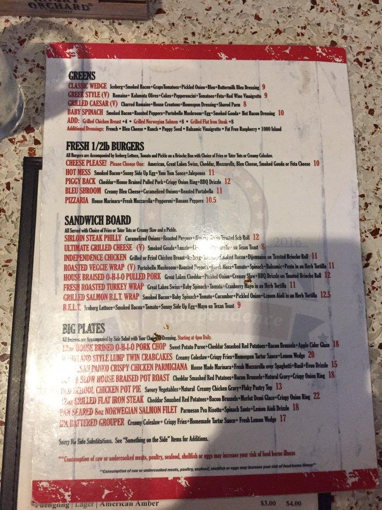 Menu at Tavern of Independence pub & bar, Independence