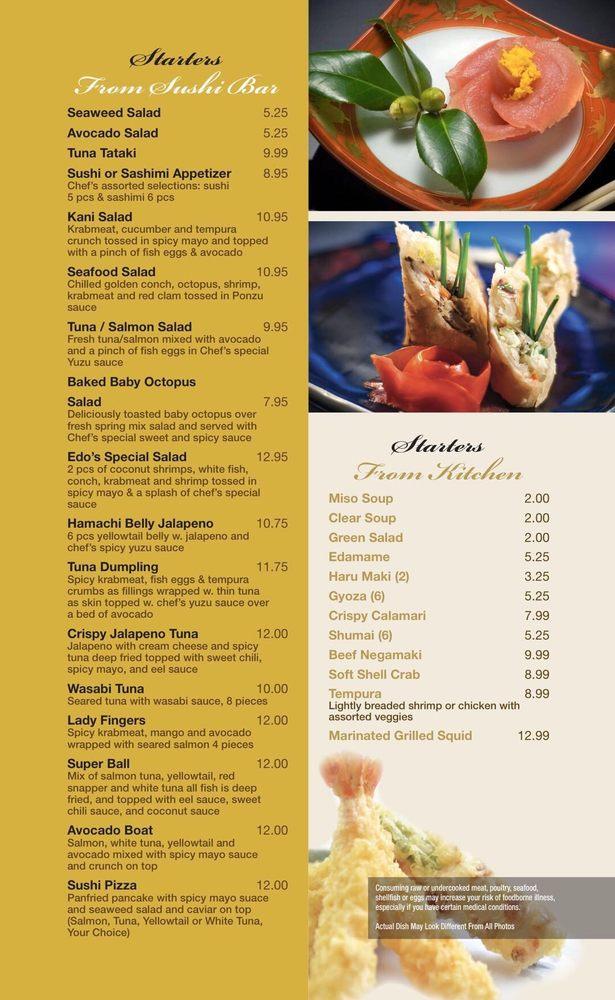 Menu at EDO Sushi restaurant, Ocala