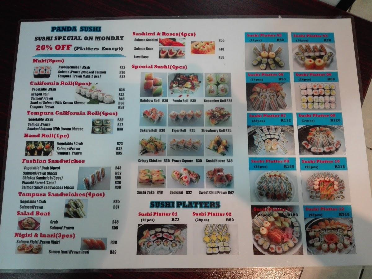 Menu at Panda Kitchen restaurant, Pretoria