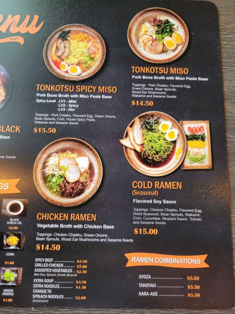 Menu at Yoshiharu Ramen restaurant, Cerritos