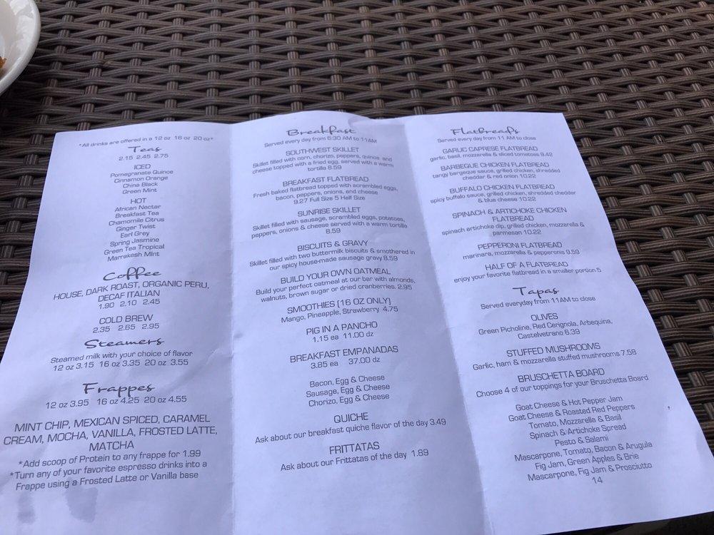 Menu at Brew St cafe, Midland