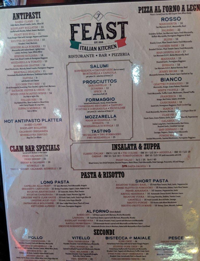 Menu at Feast Italian Kitchen Old Bridge NJ pub & bar, Old Bridge Township