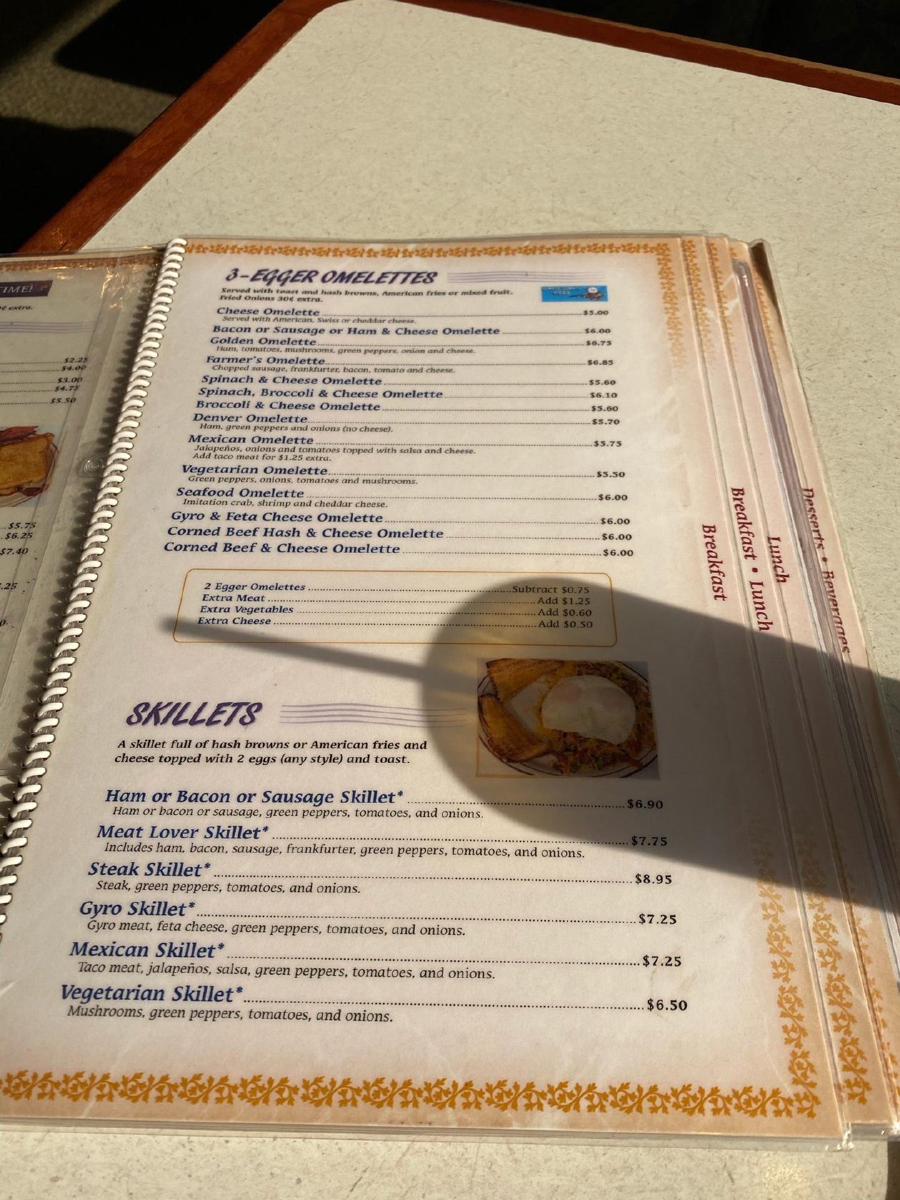 Menu at Golden Flame Family Restaurant, Manitowoc