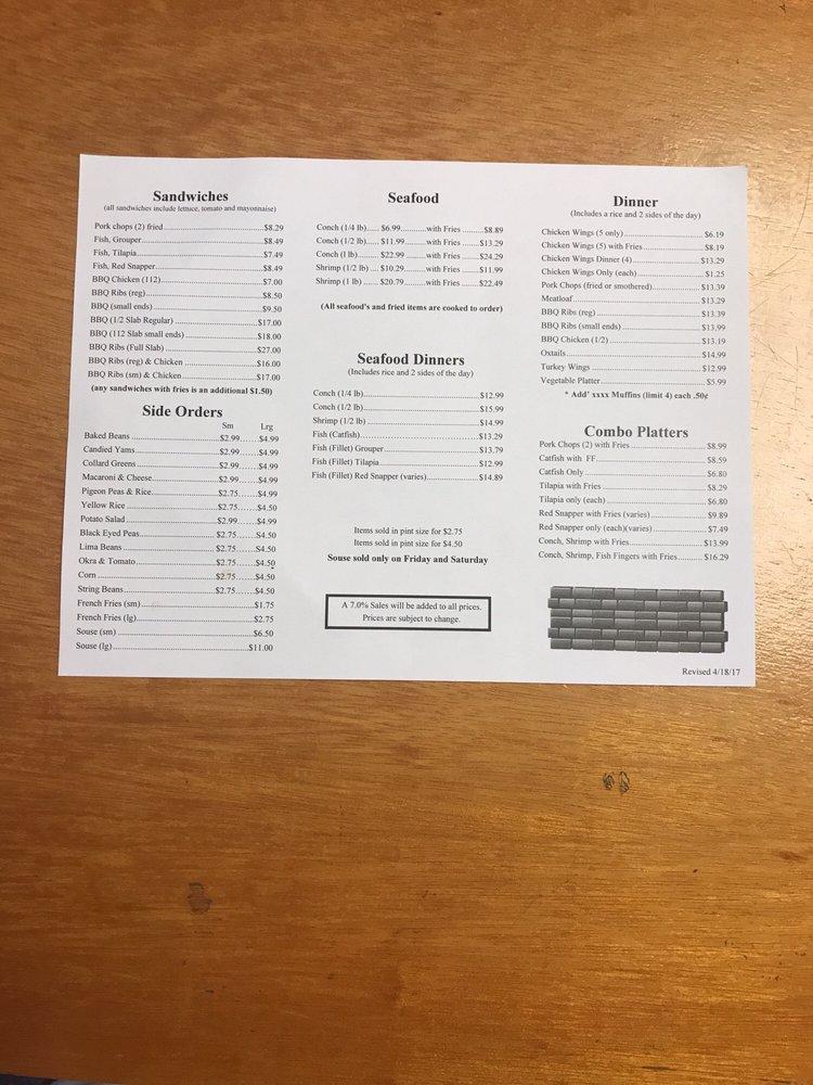 Carta de barbacoa Mama Lucy's Home Style Cooking, Miami