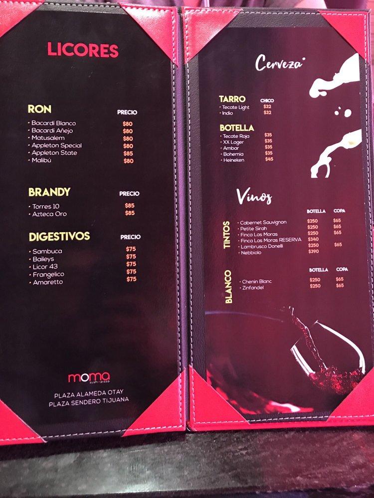 Menu at Moma sushi + pizza restaurant, Tijuana, Blvr. Lázaro Cárdenas